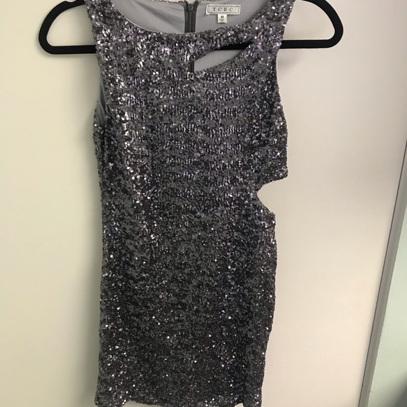TCEC | Dresses | Tcec Silver Sparkle Dress With Cutouts | Poshmark